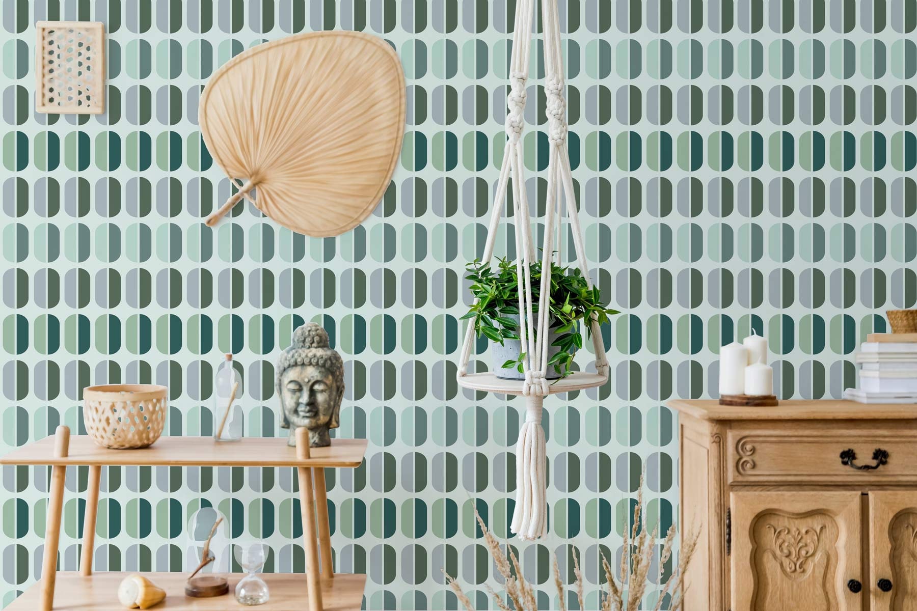 Green retro removable wallpaper / self-adhesive wallpaper / | Etsy