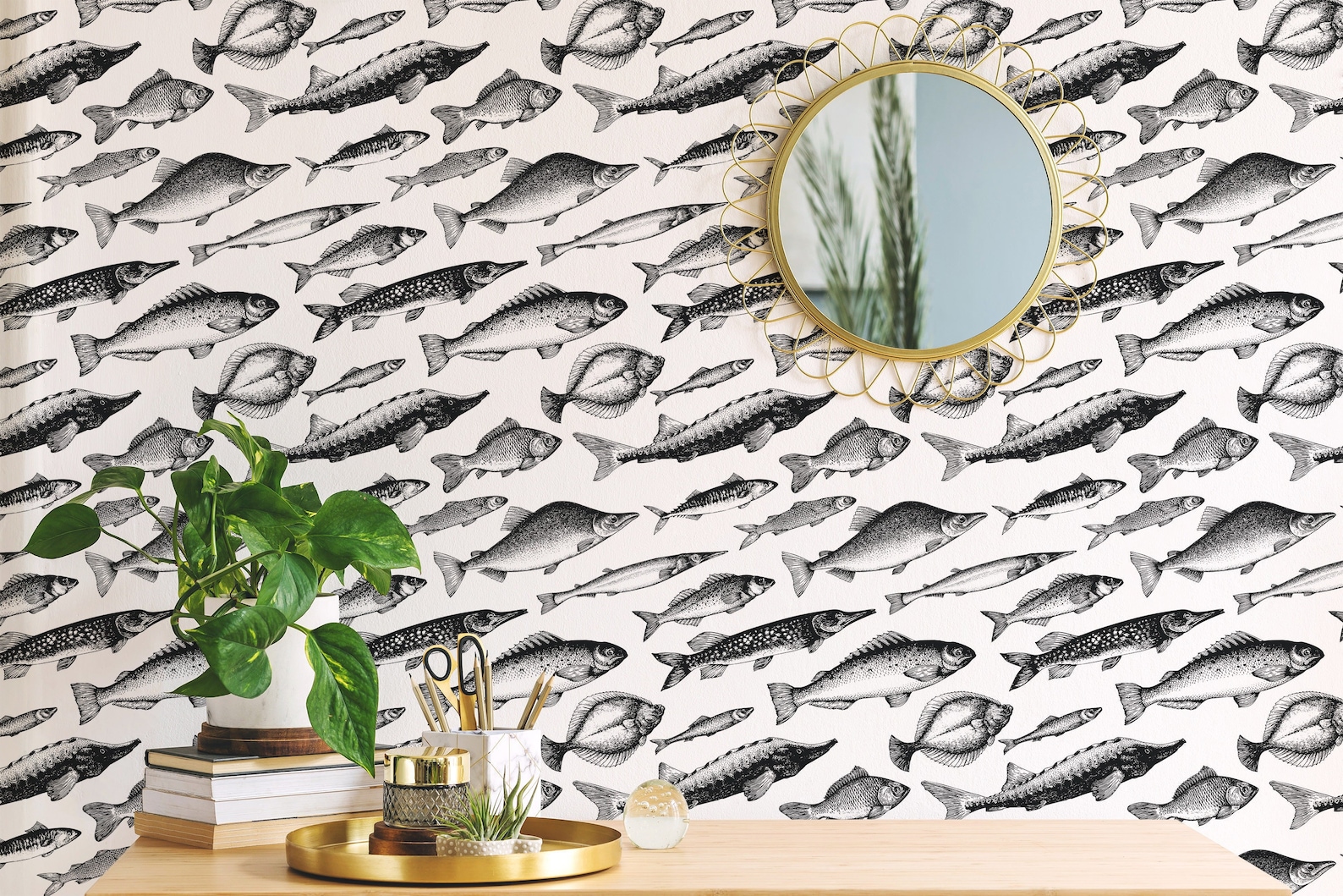 Fish Wallpaper Peel and Stick / Custom Color Removable Wallpaper With ...