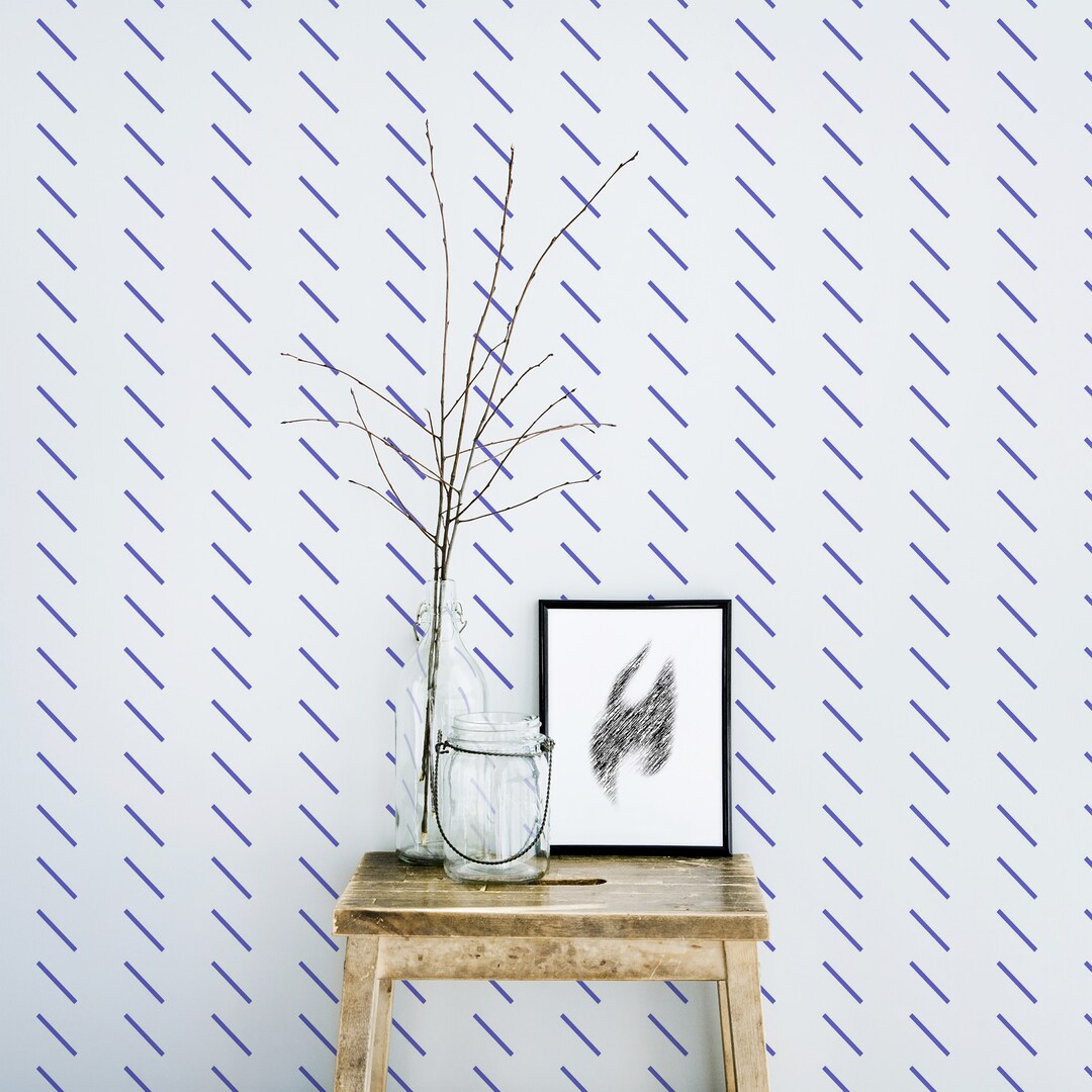Diagonal Short Lines Peel and Stick Wallpaper / Geometric Removable ...
