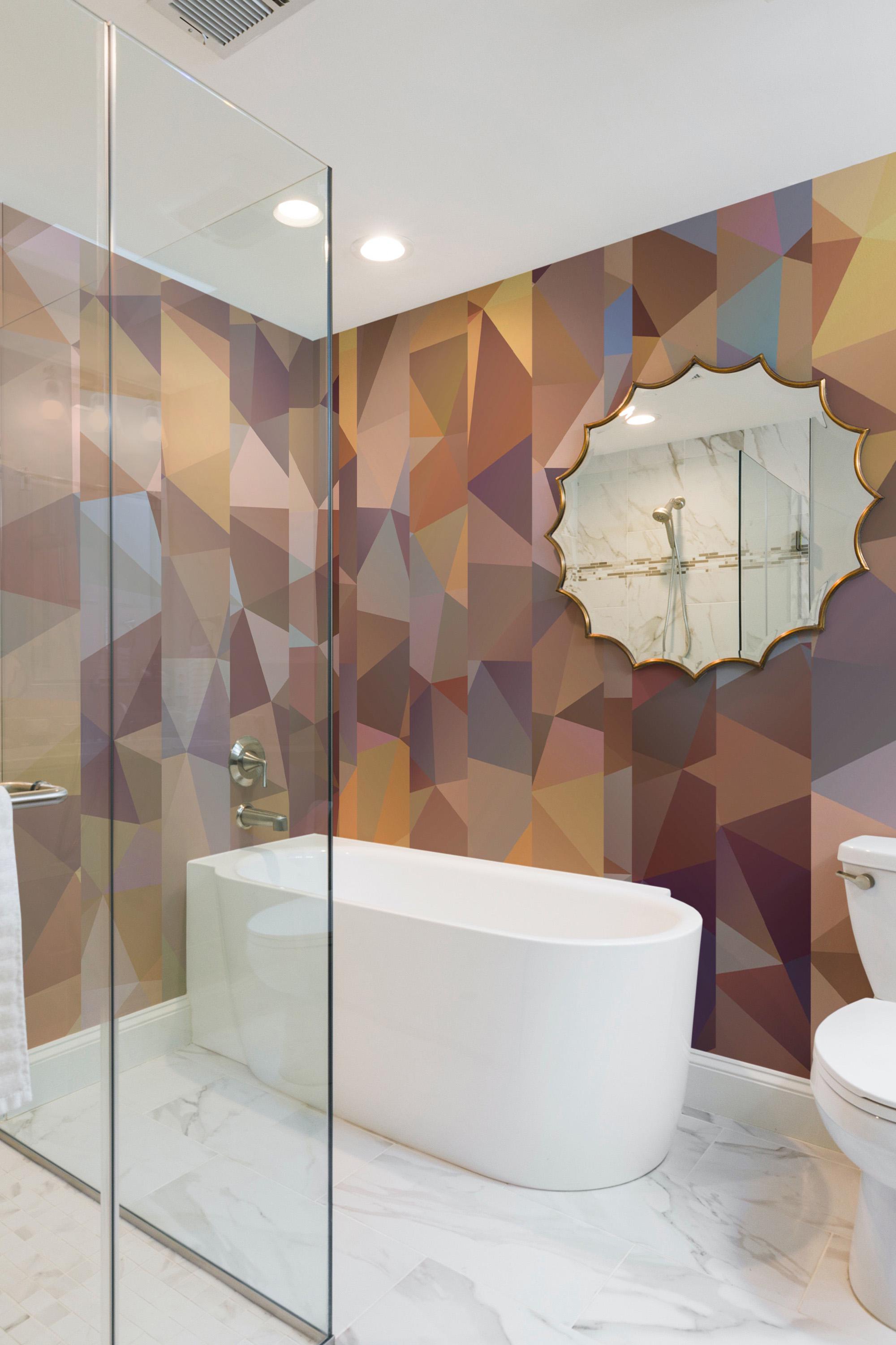 Striped Polygonal Abstraction Wallpaper / Geometric Color Wall Mural ...