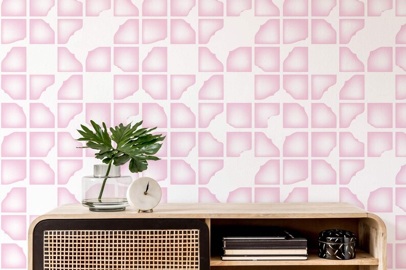Pink Modern Abstract Removable Wallpaper / Self-adhesive or - Etsy