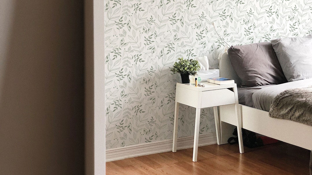 Leaf Peel and Stick Wallpaper / Green Leaf Removable Wallpaper ...
