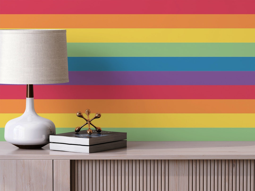 Rainbow Pride Peel and Stick Wallpaper / Rainbow Removable Wallpaper ...