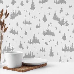 Fir Tree Peel and Stick Wallpaper / Tree Removable Wallpaper / Forest ...