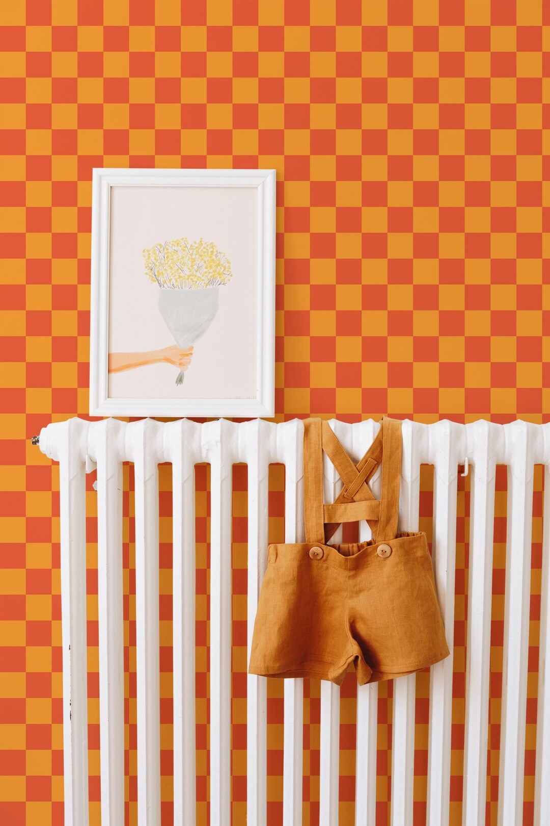 Orange Checkered Wallpaper | Cool Bright Checkered Pattern Peel and ...