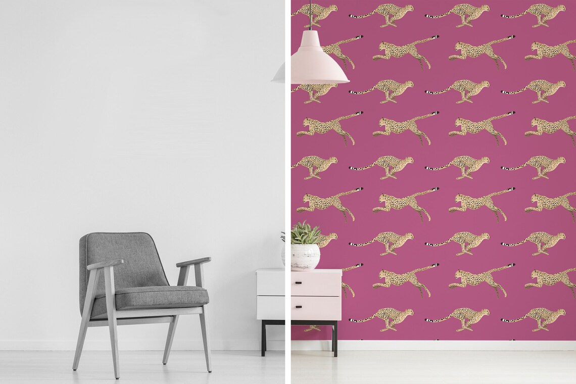 Purple Cheetah Peel and Stick Wallpaper / Animal Removable - Etsy