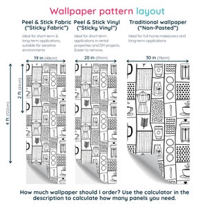 Eclectic Coffee Wallpaper - Peel and Stick Wallpaper or Non Pasted ...