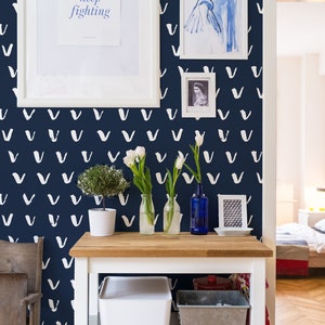 Navy Bold Chevron Wallpaper: Modern Brushstroke Design (non-pasted, Pre ...
