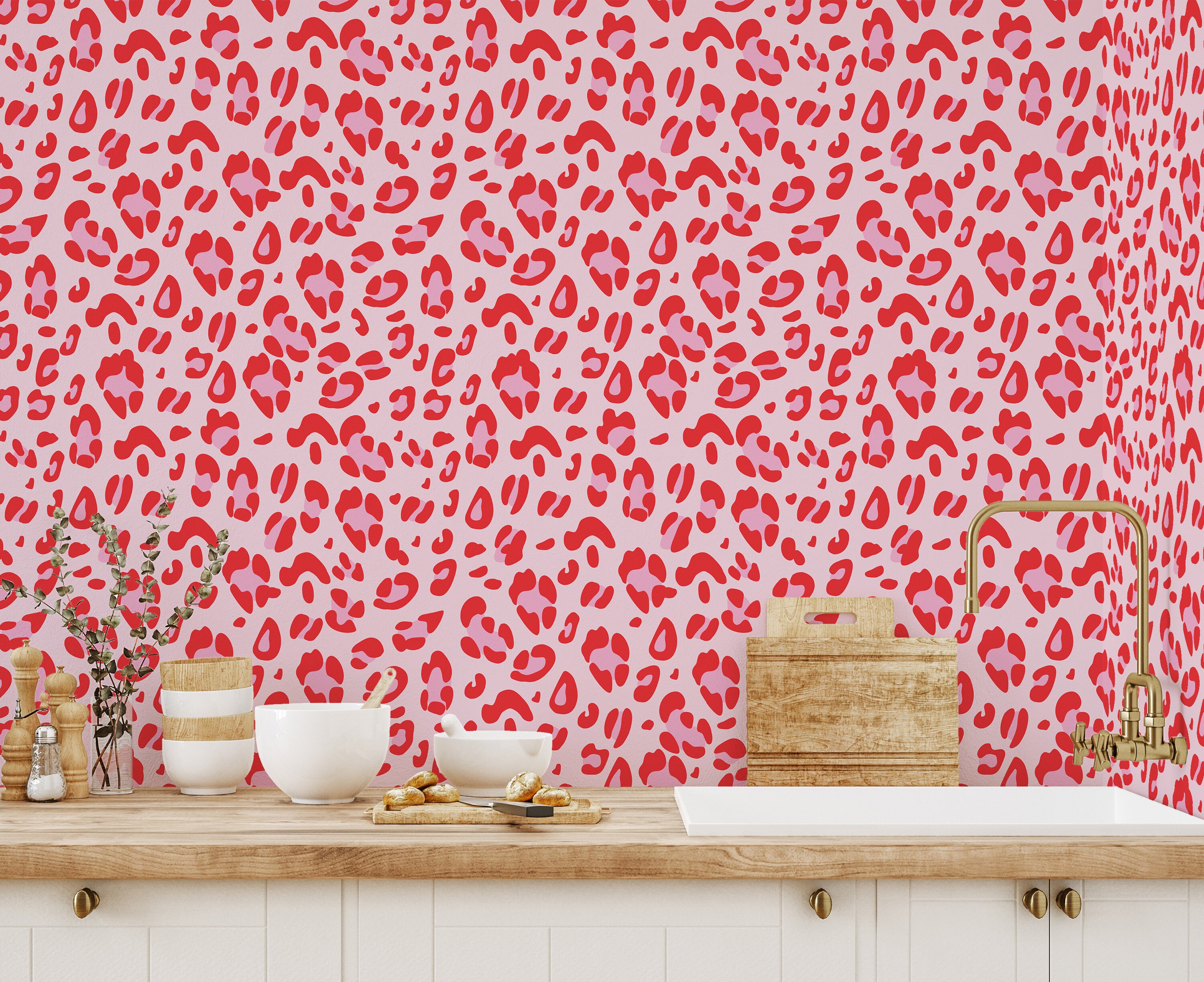 Red Leopard Print Wallpaper