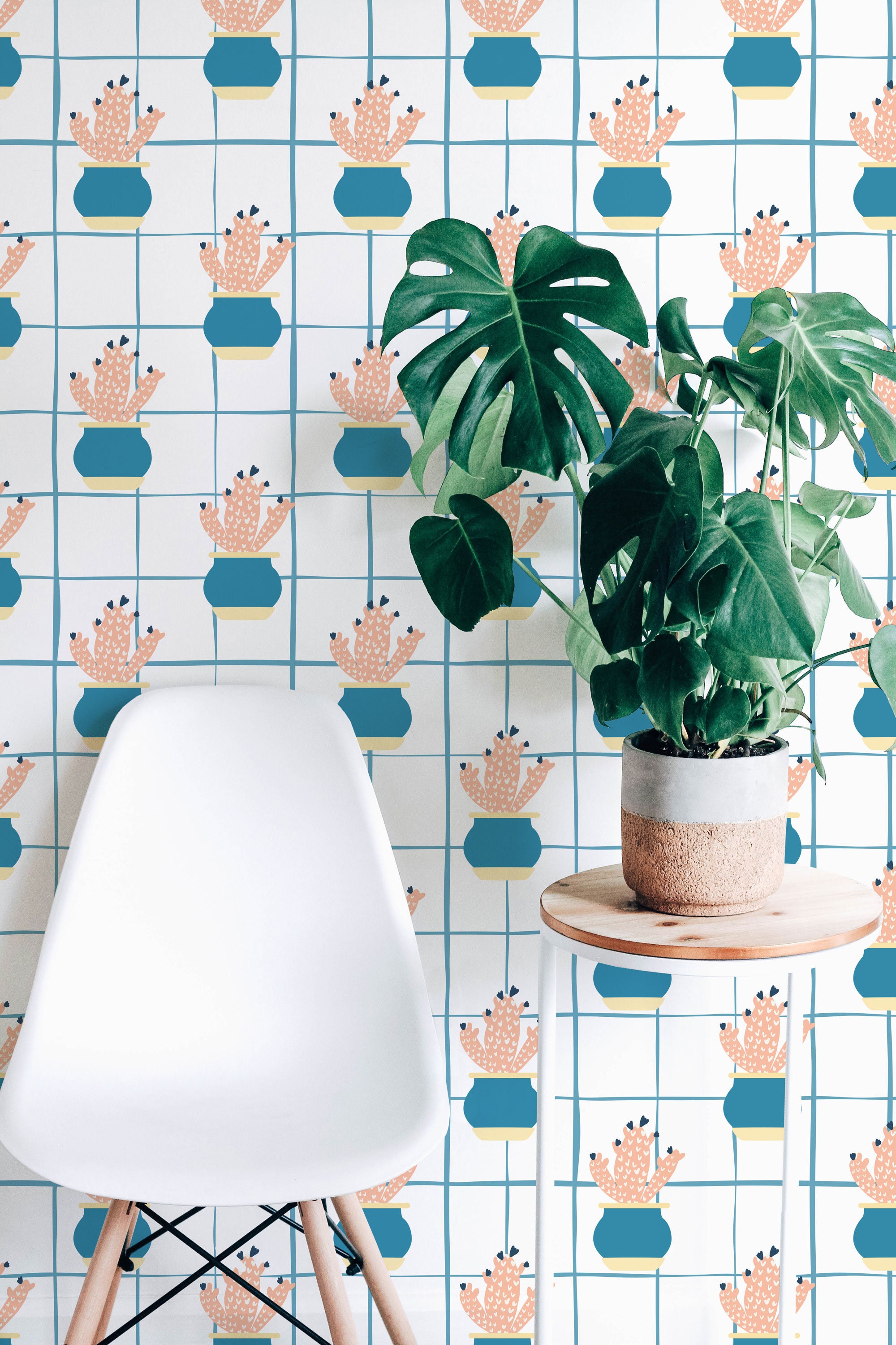 Cactus Peel and Stick Wallpaper / Plants Removable Wallpaper / - Etsy