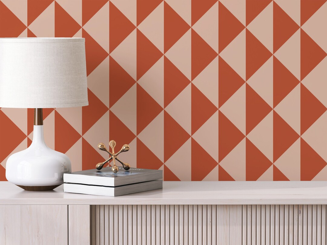 Terracotta Triangles Wallpaper - Peel and Stick Wallpaper or Non Pasted ...