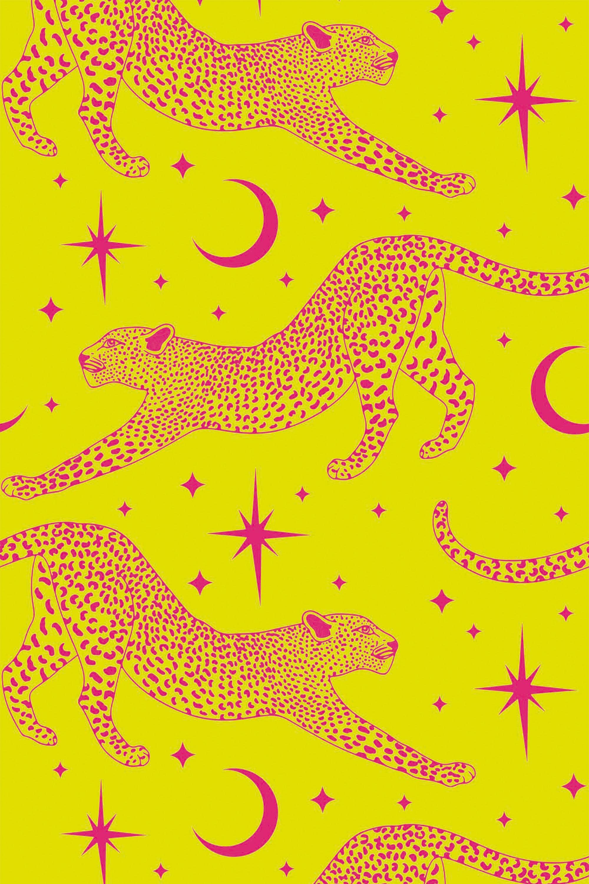 Chartreuse Leopard Wallpaper | Bright Greenpeel and Stick Removable ...