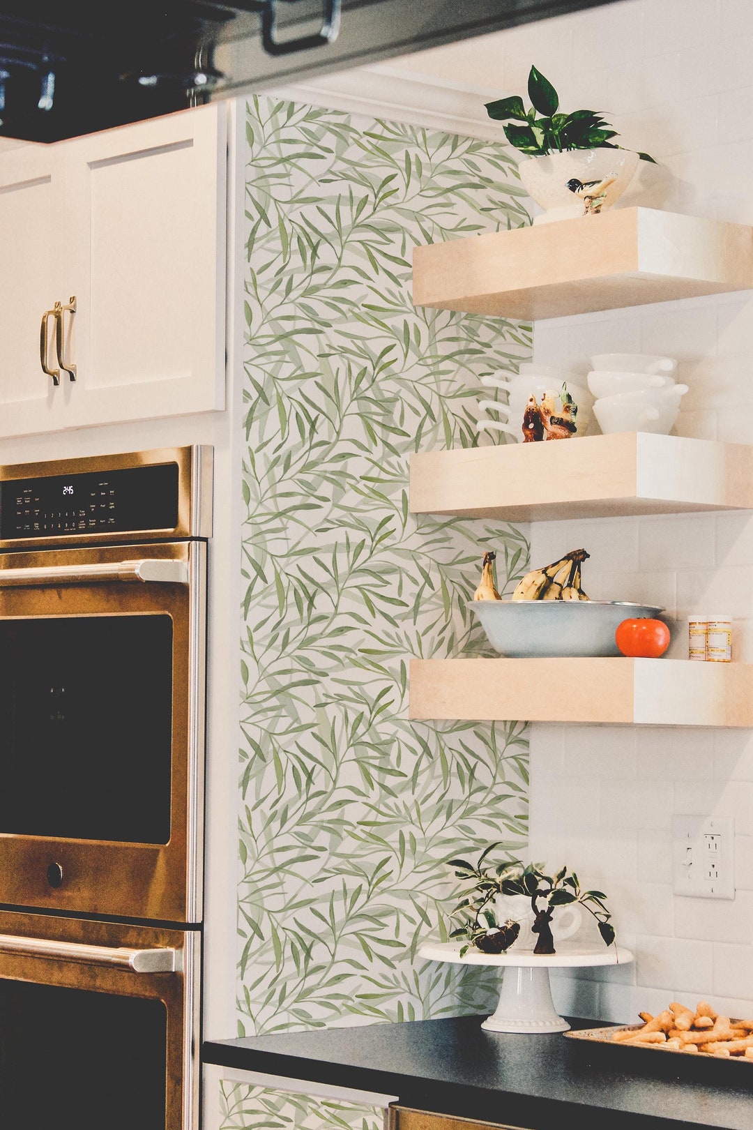 Willow Kitchen Cabinet Wallpaper - Peel & Stick Wallpaper for Kitchen Cabinets - Vinyl or ...