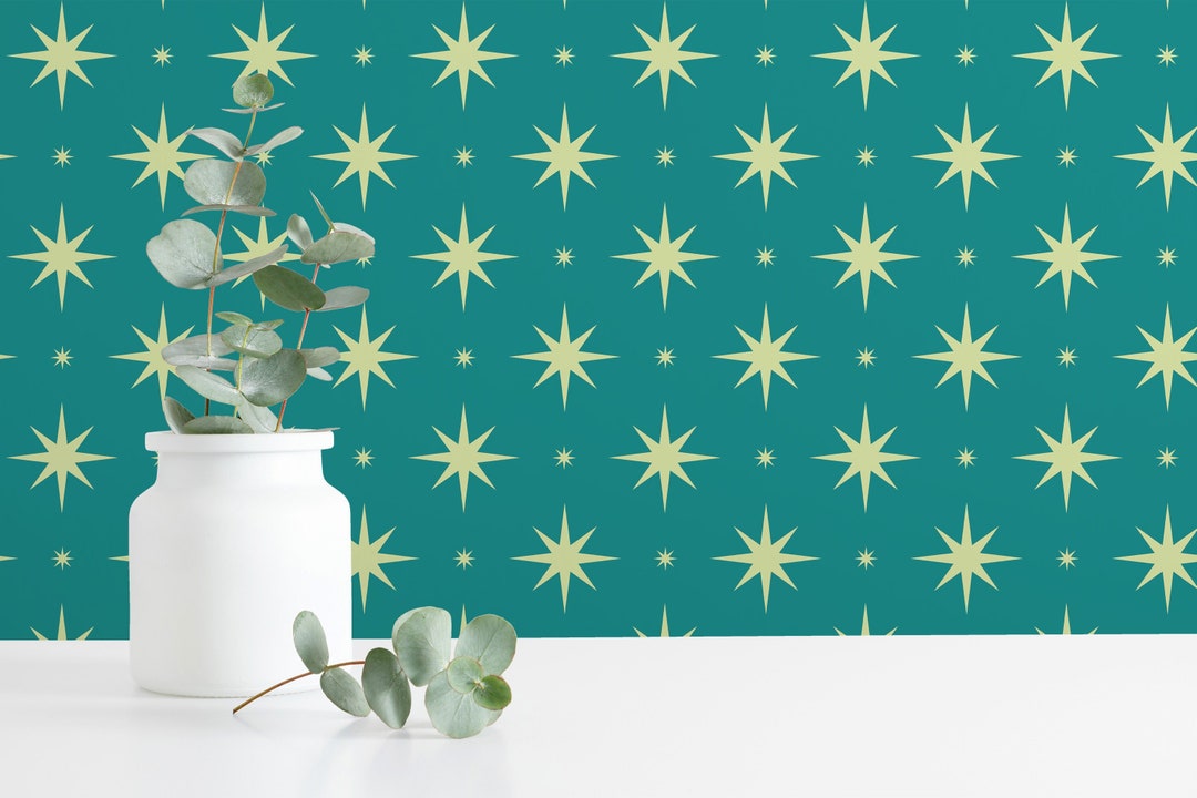 Teal Stars Wallpaper - Peel and Stick Wallpaper or Non Pasted Wallpaper ...