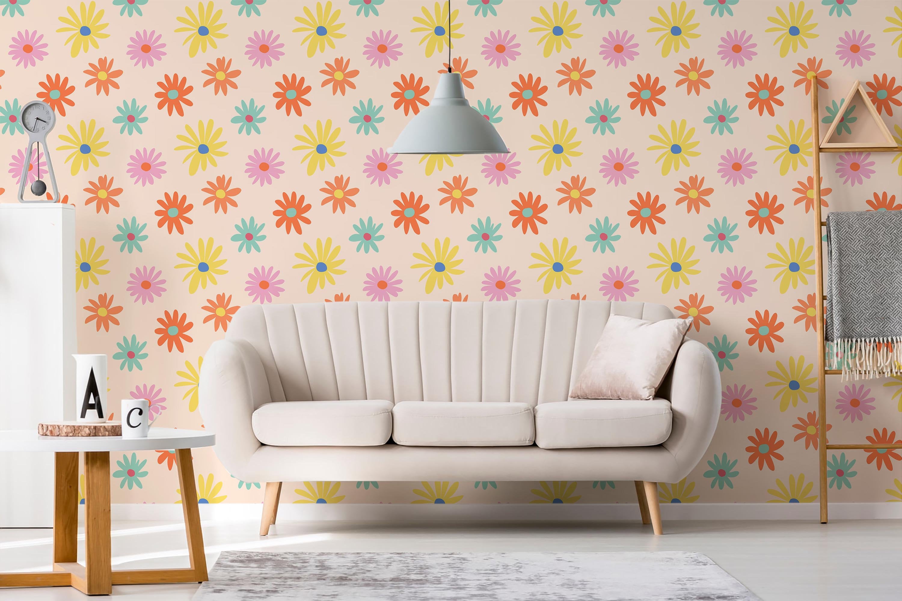 Colorful Floral Peel and Stick Wallpaper / Funky Removable Wallpaper ...