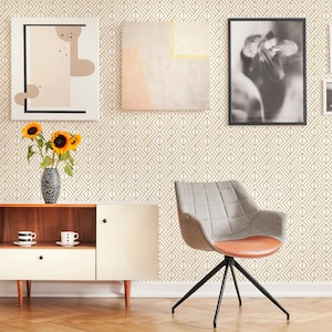 Gold Geometric Peel and Stick Wallpaper / Geometric Removable Wallpaper ...