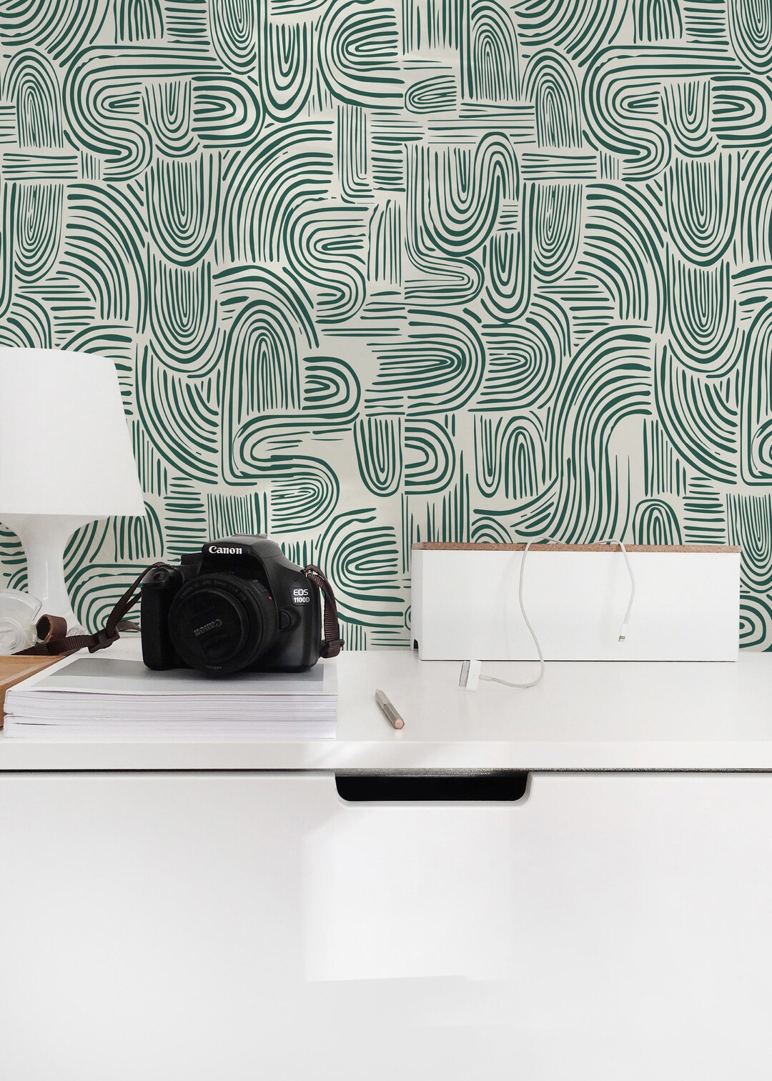 Blue Swell Peel and Stick Wallpaper / Abstract Removable Wallpaper ...