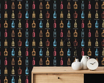 Cocktail Party Pattern Wallpaper - Self Adhesive Fabric Peel and Stick ...