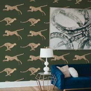 Dark Green Cheetah Wallpaper | Green Animal Peel and Stick Wallpaper ...