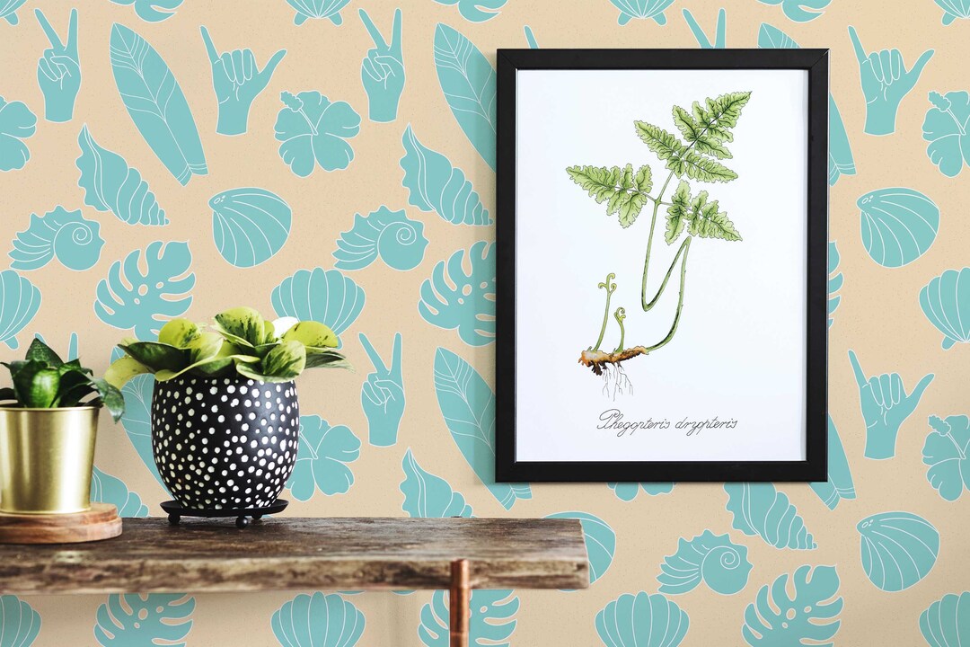 Boho Surf Wallpaper - Peel and Stick Wallpaper or Non Pasted Wallpaper ...