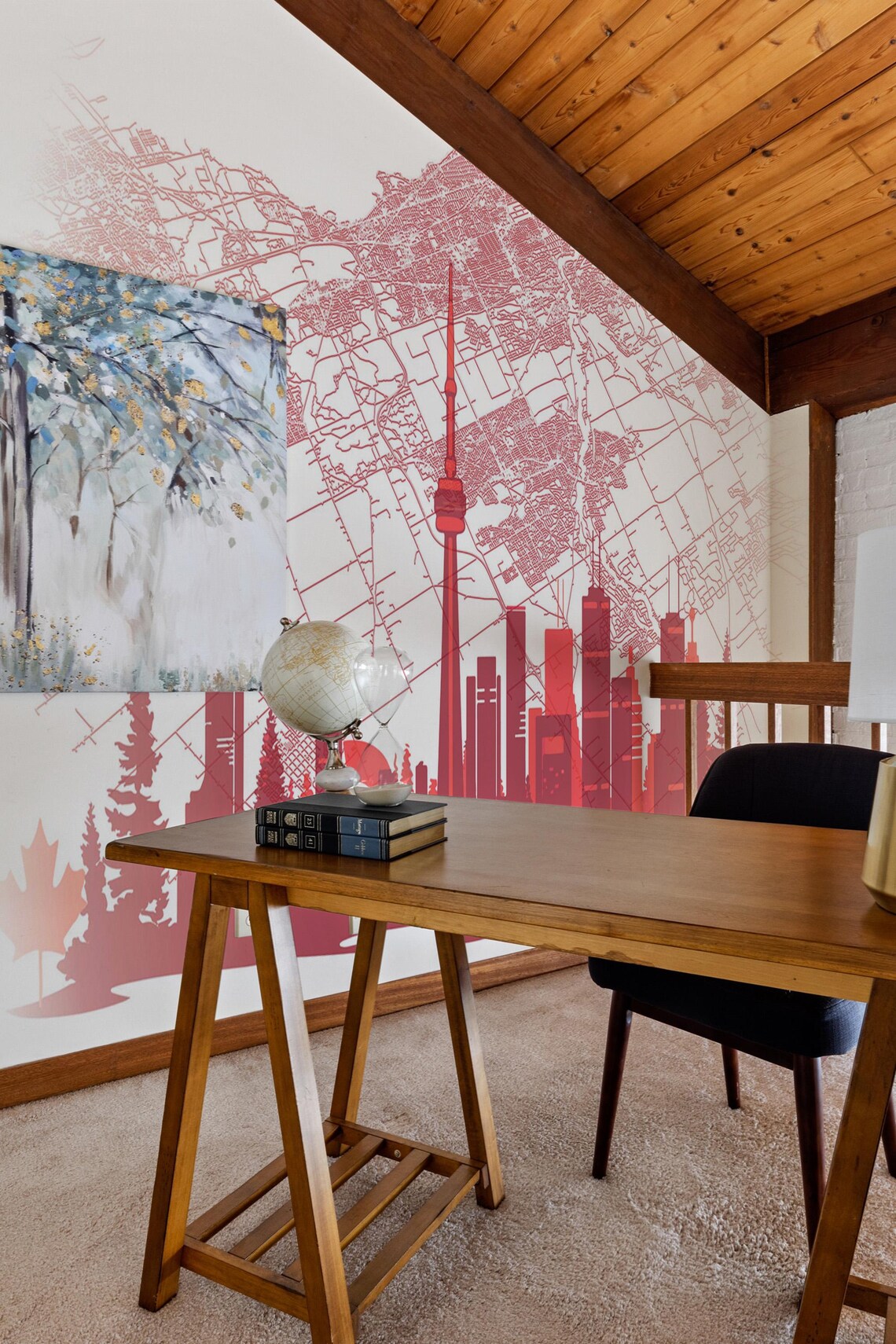 Ottawa Skyline Wallpaper Mural: Layered Canada City Map Line Art (peel ...