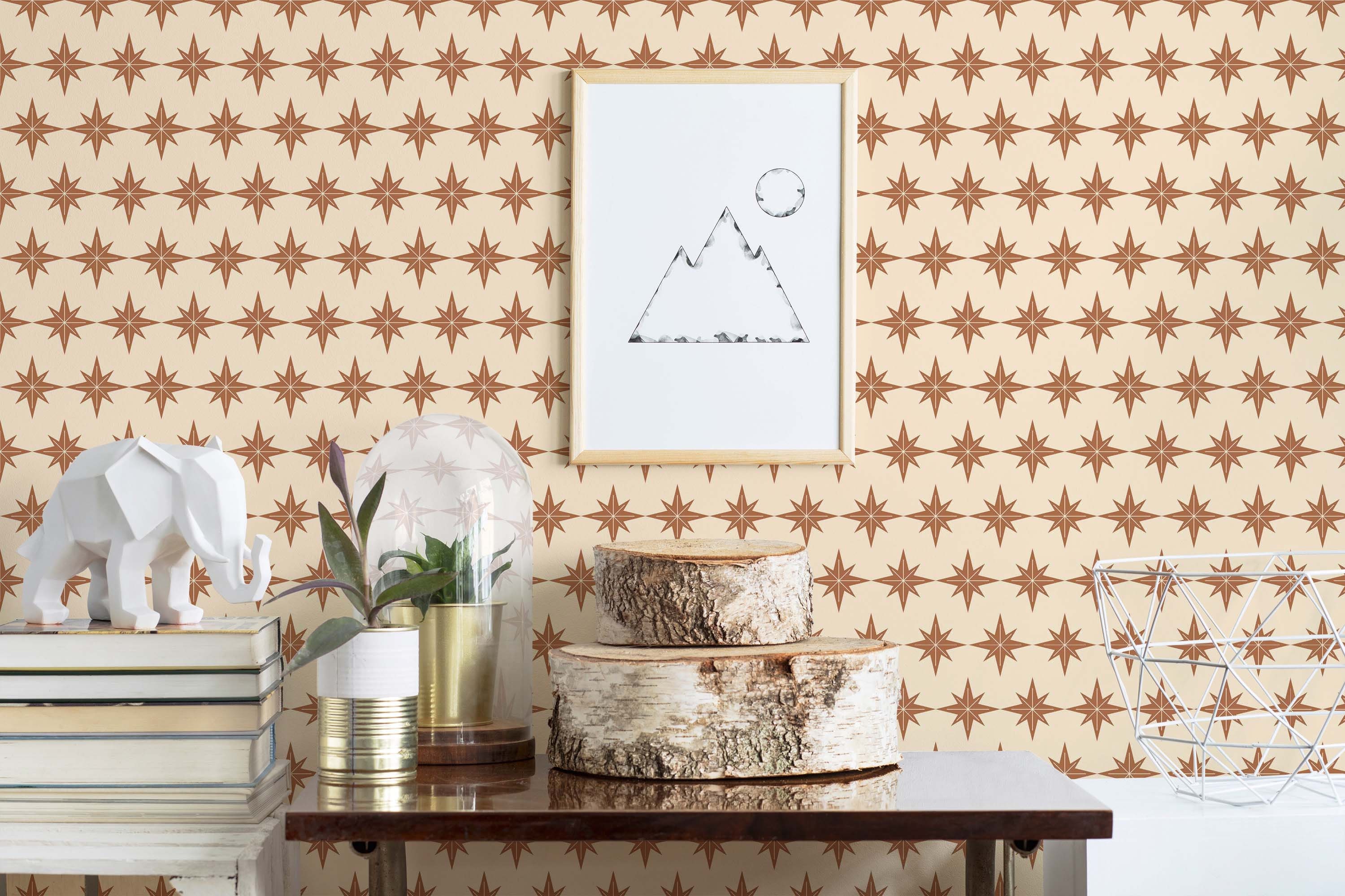Brown Star Peel and Stick Wallpaper / Scandinavian Removable Wallpaper ...