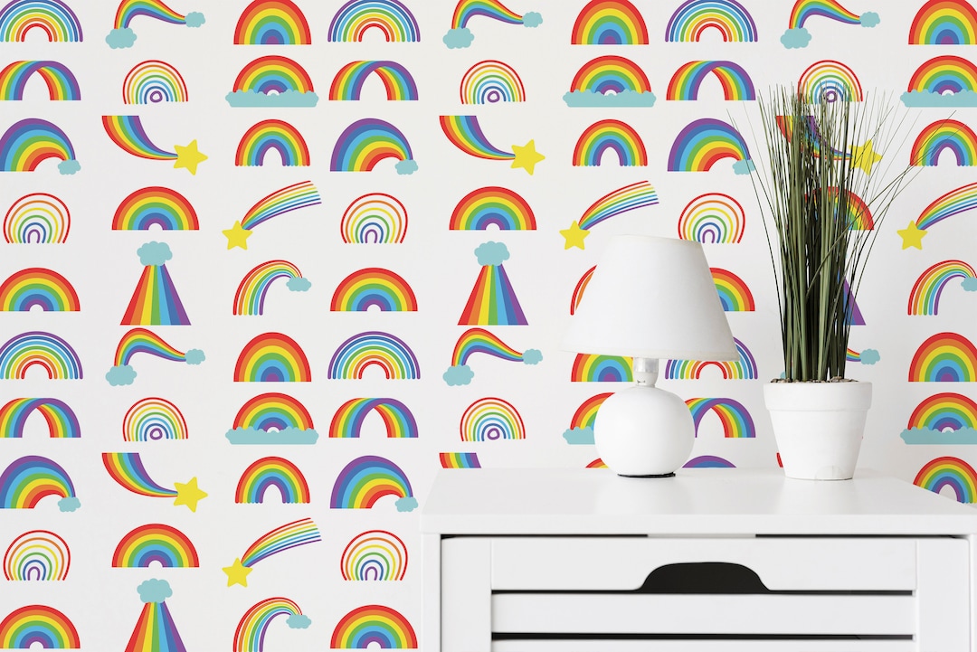 Rainbow Peel and Stick Wallpaper / Pattern Removable Wallpaper / Color ...
