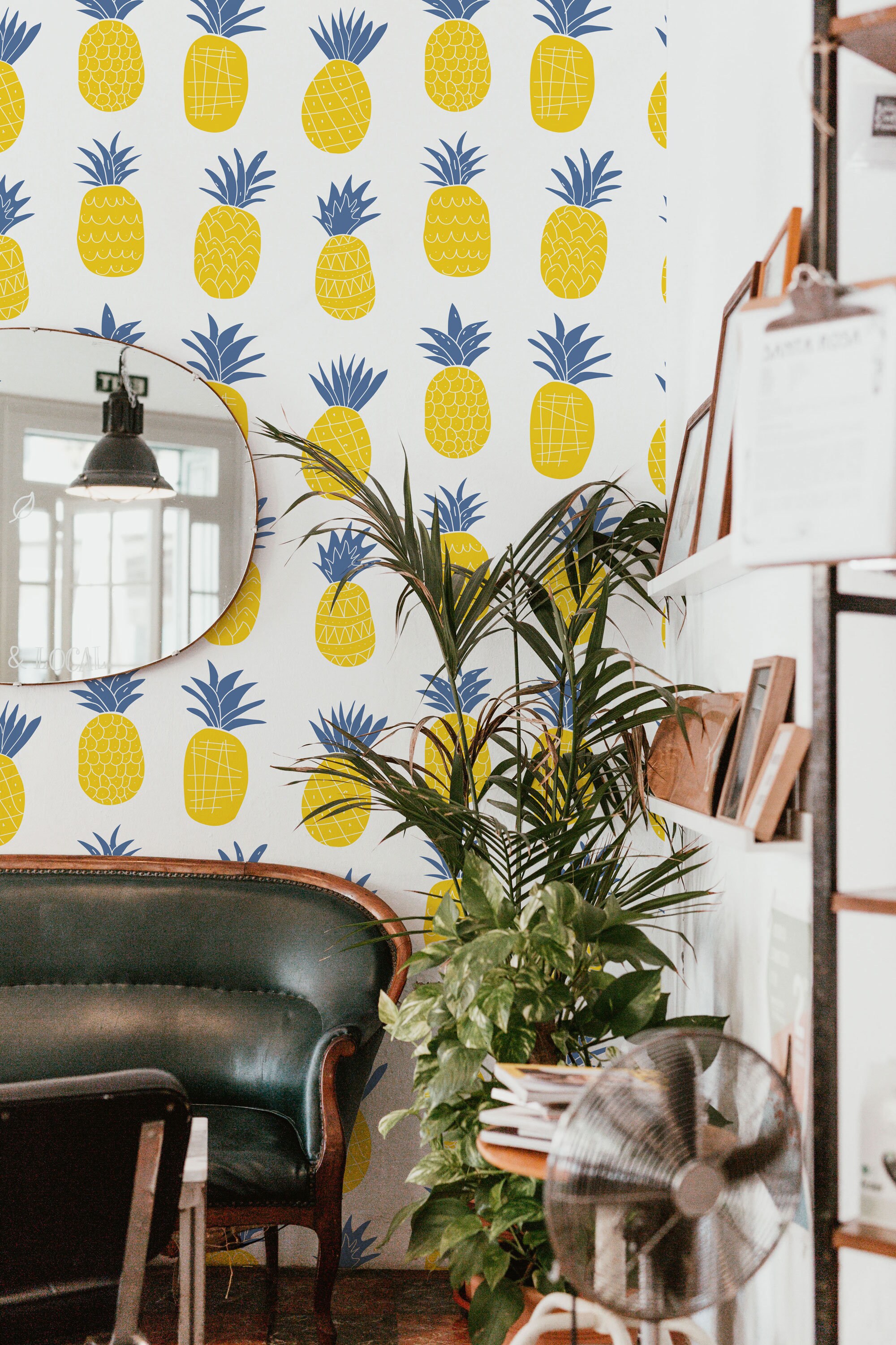 Bold Pineapple Peel and Stick Wallpaper / Yellow and White | Etsy