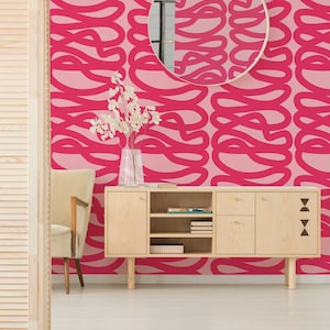 Hot Pink Line Wallpaper - Peel and Stick Wallpaper or Non Pasted ...