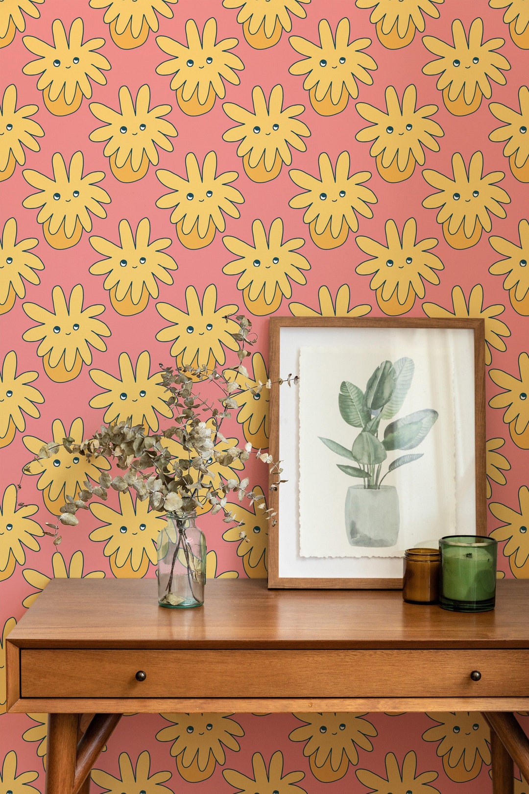 Funky Floral Wallpaper - Peel and Stick Wallpaper or Non Pasted ...