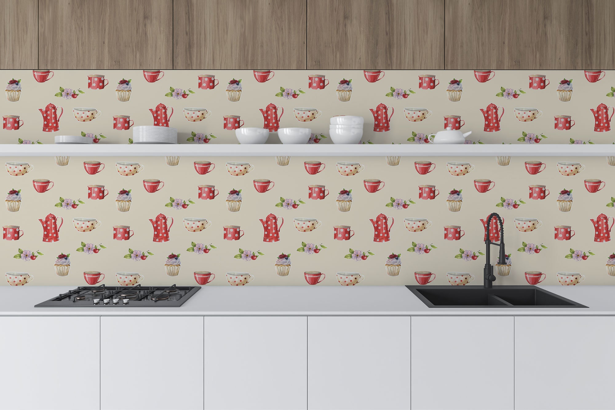 Kitchen Vintage Peel and Stick Wallpaper / Retro Removable Wallpaper ...