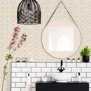 Gold Geometric Peel and Stick Wallpaper / Geometric Removable Wallpaper ...