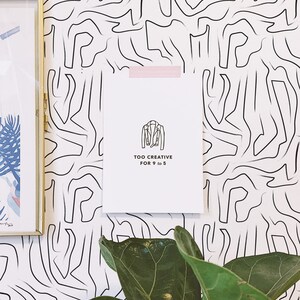 Line Art Peel and Stick Wallpaper / Abstract Line Art Removable ...