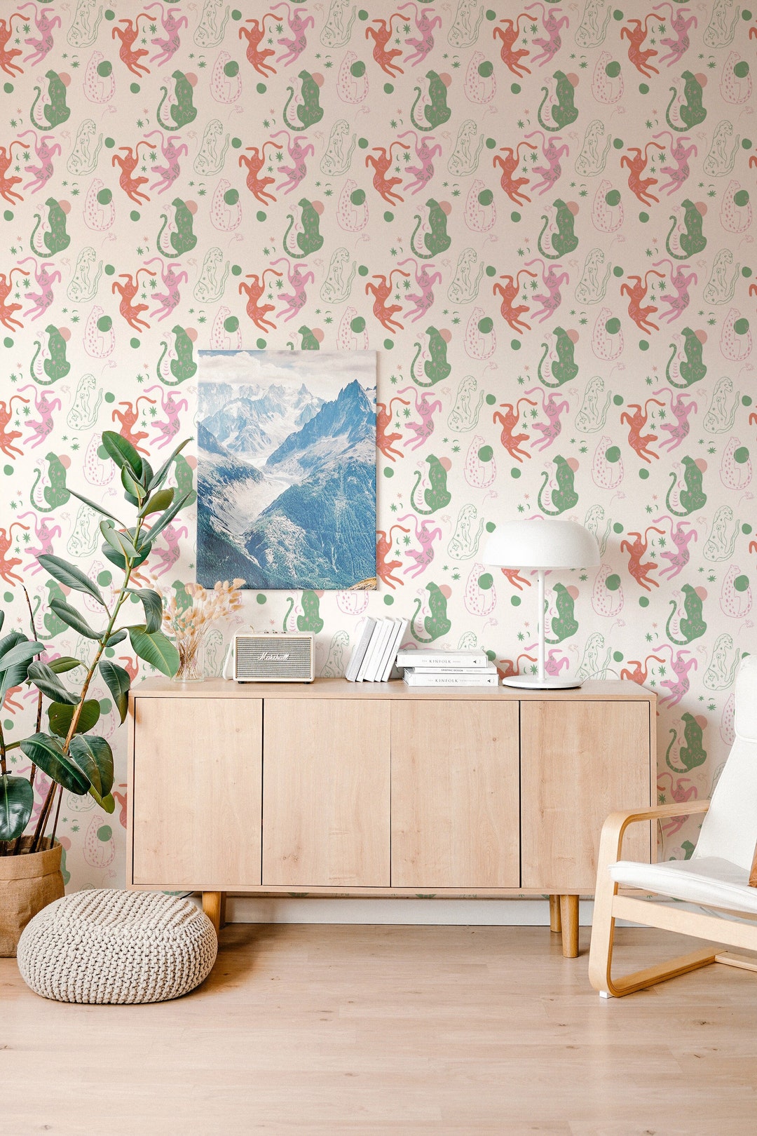 Boho Animal Wallpaper - Peel and Stick Wallpaper or Non Pasted ...