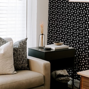 Black Polka Dot Peel and Stick Wallpaper / Bold Polka Dot Removable ...