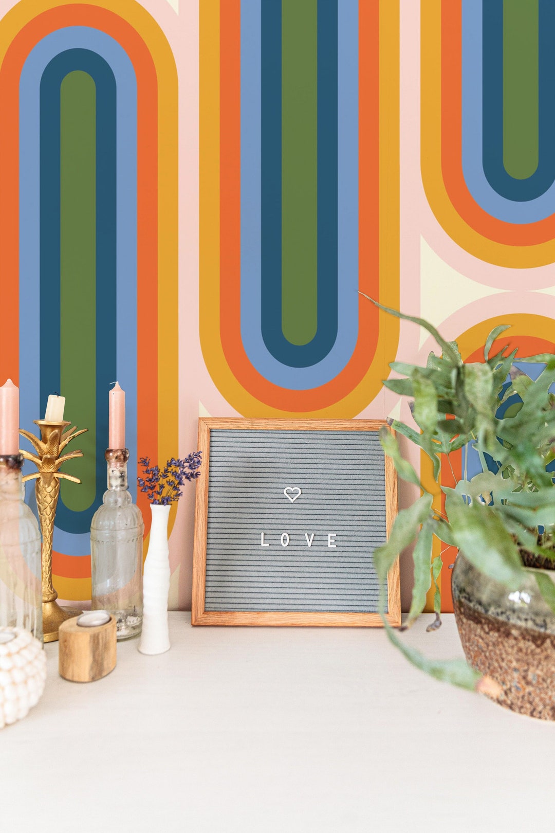 70S Rainbow Wallpaper - Peel and Stick Wallpaper or Non Pasted ...