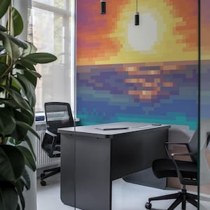 Pixel Sunset Wallpaper / Pixelated Beach Wall Mural / Retro 8 Bit ...