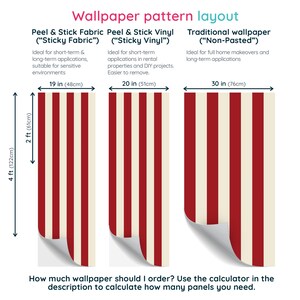 Vintage Red Cream Stripes Kitchen Wallpaper | Bold Vertical Stripe ...