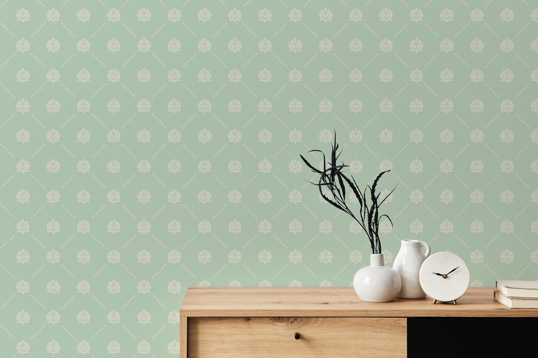 Green Vintage Removable Wallpaper / Self-adhesive or Traditional ...