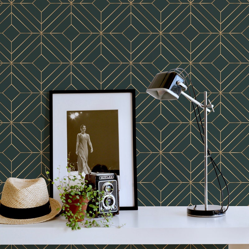 Green Geometric Wallpaper - Etsy