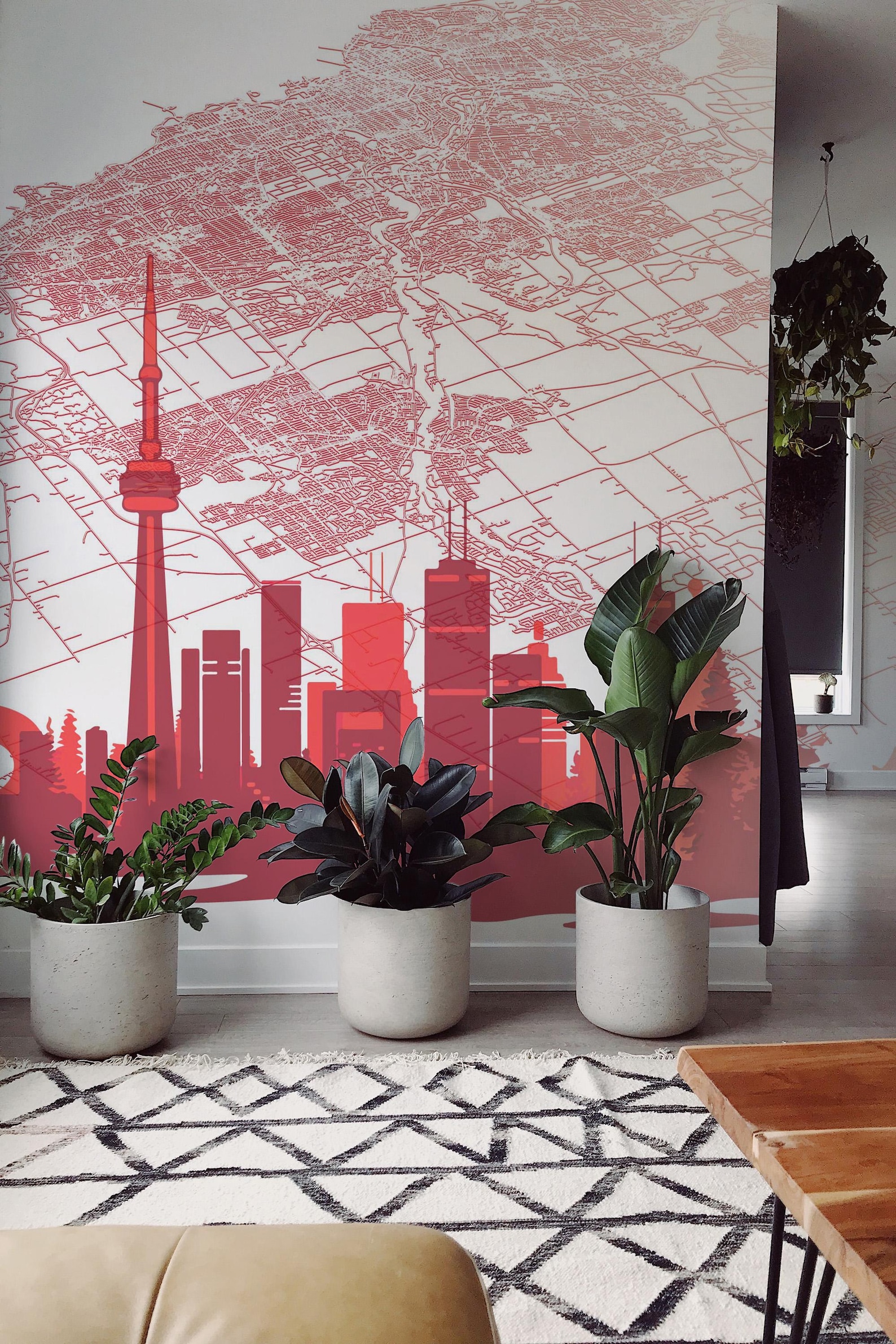Ottawa Skyline Wallpaper Mural: Layered Canada City Map Line Art (peel ...