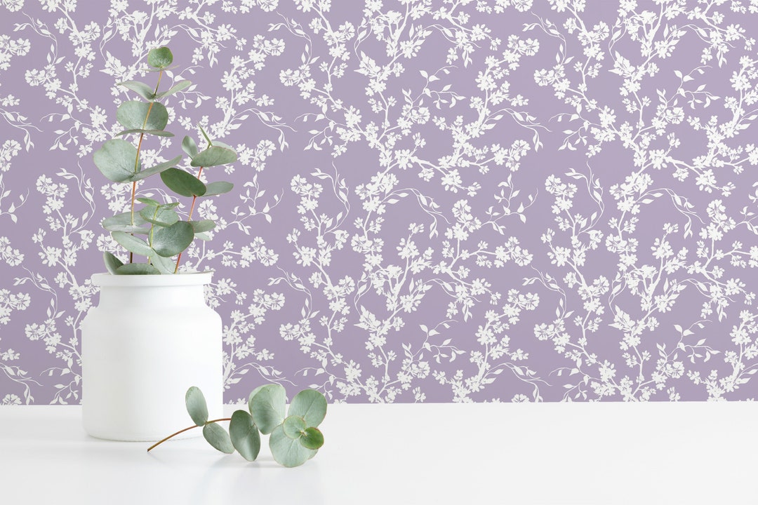 Lilac Floral Peel and Stick Wallpaper / Sakura Removable Wallpaper ...