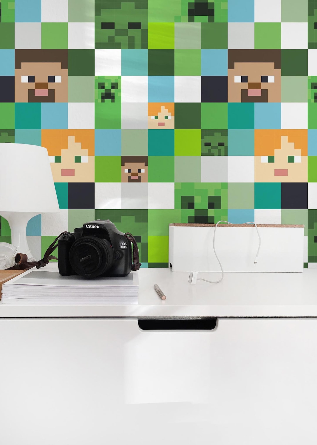 Colorful Gaming Peel and Stick Wallpaper / Minecraft Inspired Geometric ...