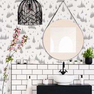 Fir Tree Peel and Stick Wallpaper / Tree Removable Wallpaper / Forest ...