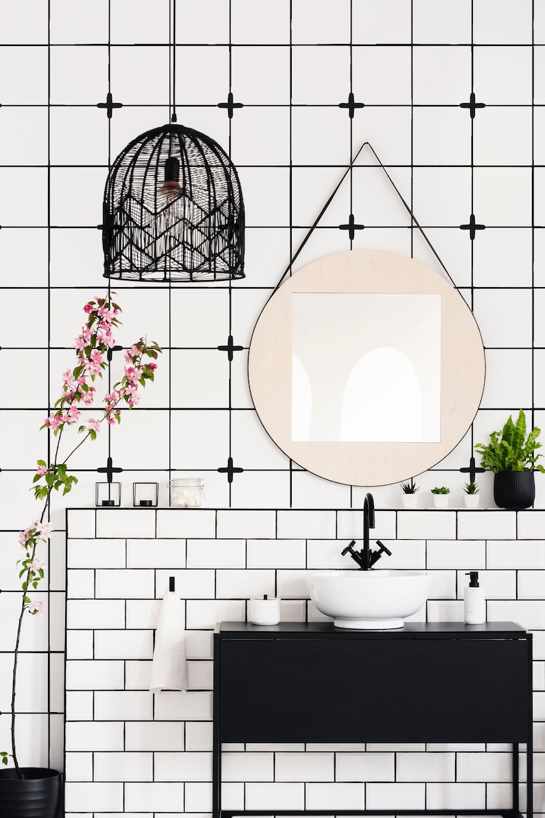 Black and White Tile Removable Wallpaper / Minimalist Peel and - Etsy