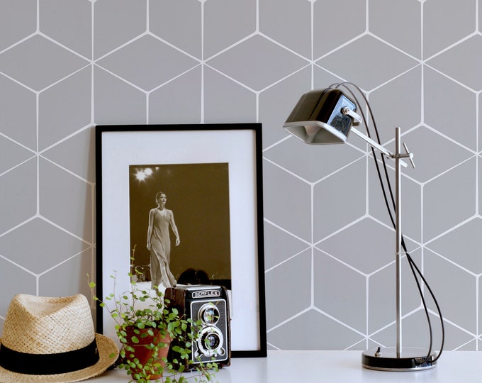 Hand Drawn Squares Removable Wall Covering / Abstract Peel and Stick ...