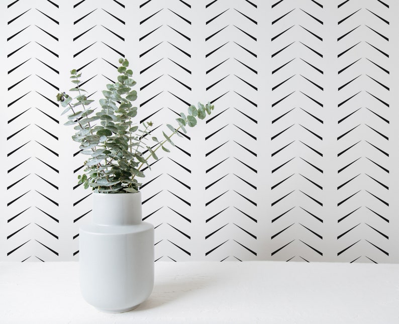 Simple Herringbone Wallpaper / Herringbone Peel and Stick - Etsy