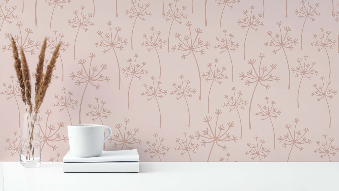 Pink Anthriscus Peel and Stick Wallpaper / Dill Removable Wallpaper ...
