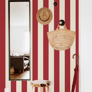 Red Cream Stripes Wallpaper - Peel and Stick Wallpaper or Non Pasted ...