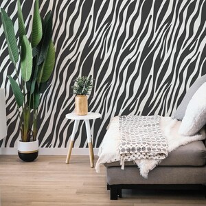 Zebra Print Peel and Stick Wallpaper / Animal Print Removable Wallpaper ...